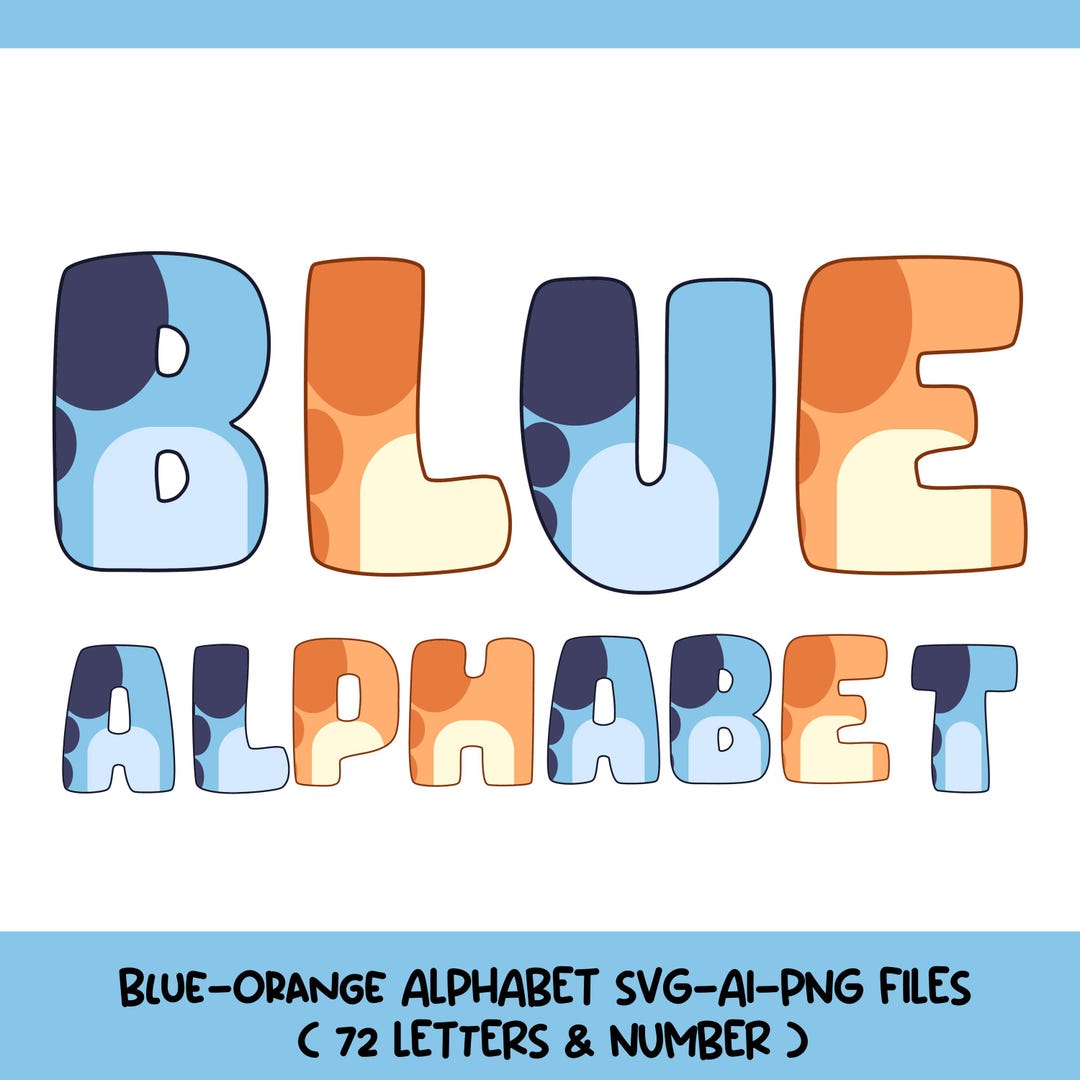 Cartoon Bubble Letters: Blue Orange Alphabet SVG PNG AI - Kids Party ...