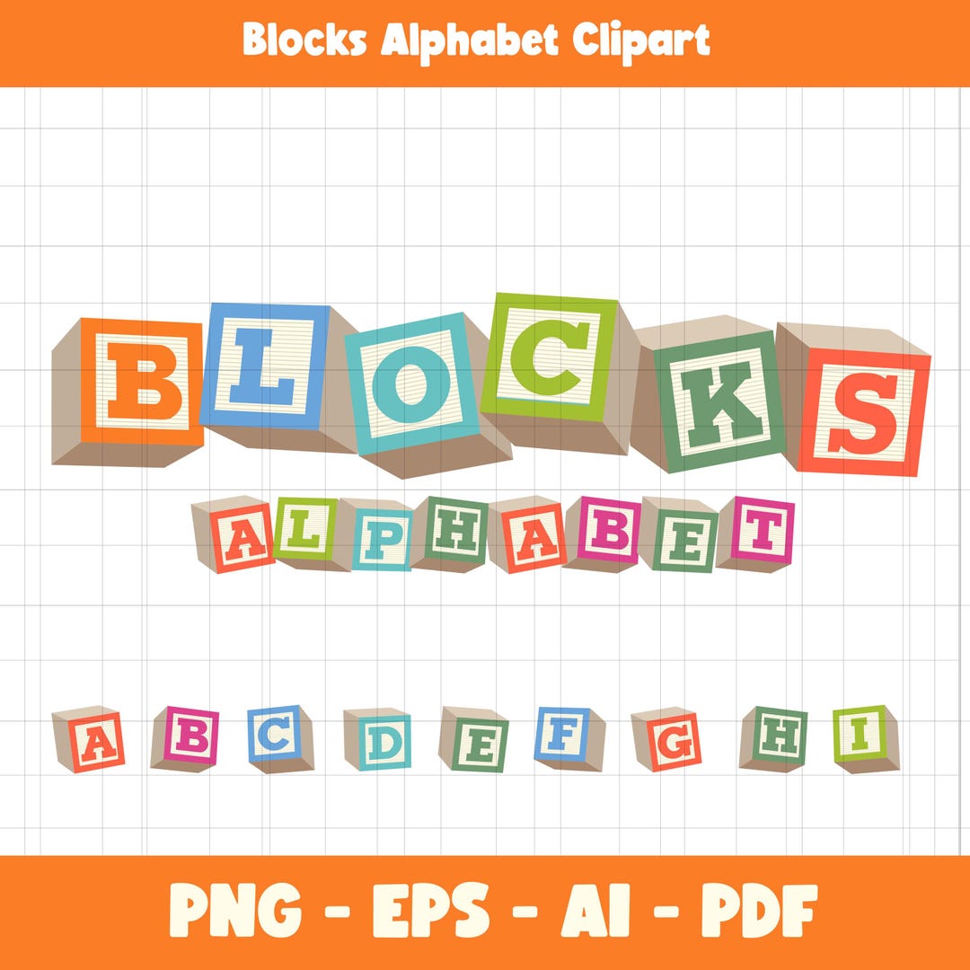 Blocks Alphabet Clipart – Colorful Letters PNG EPS AI Pdf | Kids ...