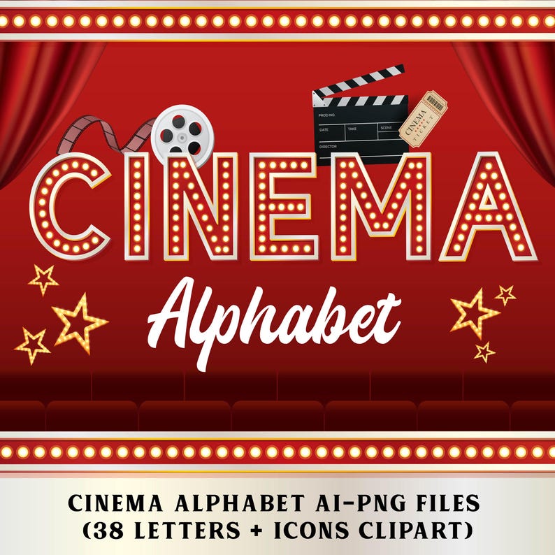 Cinema Marquee Letter Set for Crafts | Movie Theater Alphabet PNG, SVG ...