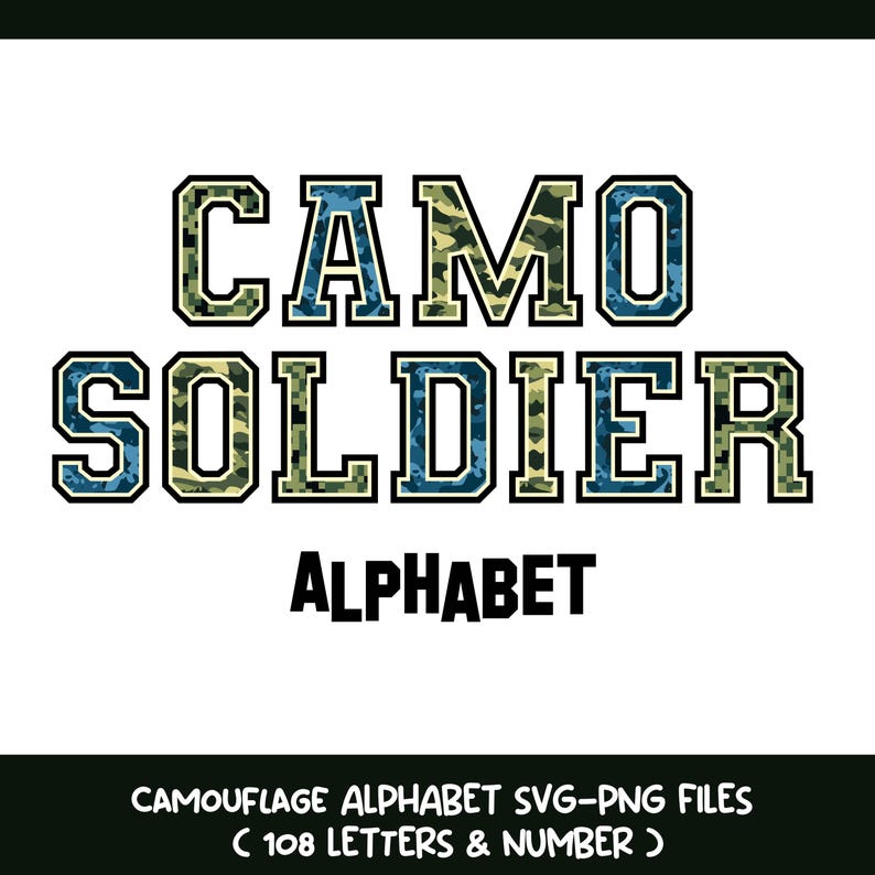 Camo Alphabet SVG Font: Military Letters for Cricut, Silhouette ...