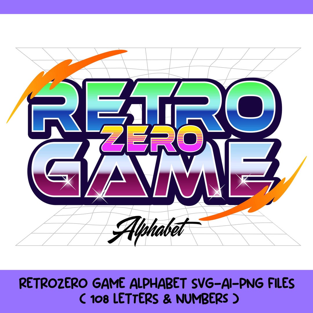 80s Font, Arcade Game Letter Set: Retro Vaporwave SVG PNG (digital ...