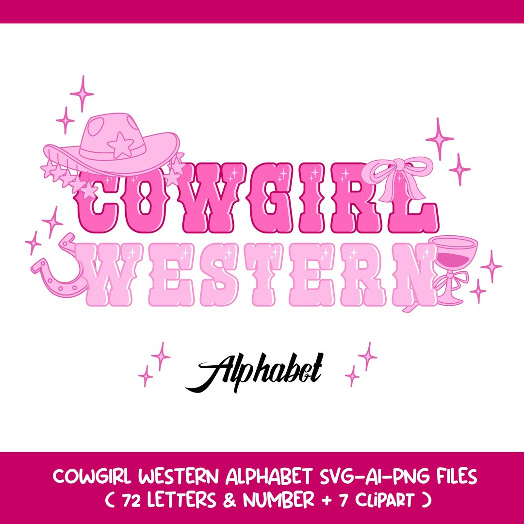 Pink Cowgirl Alphabet | Western Font, Rodeo SVG PNG Letters - Etsy