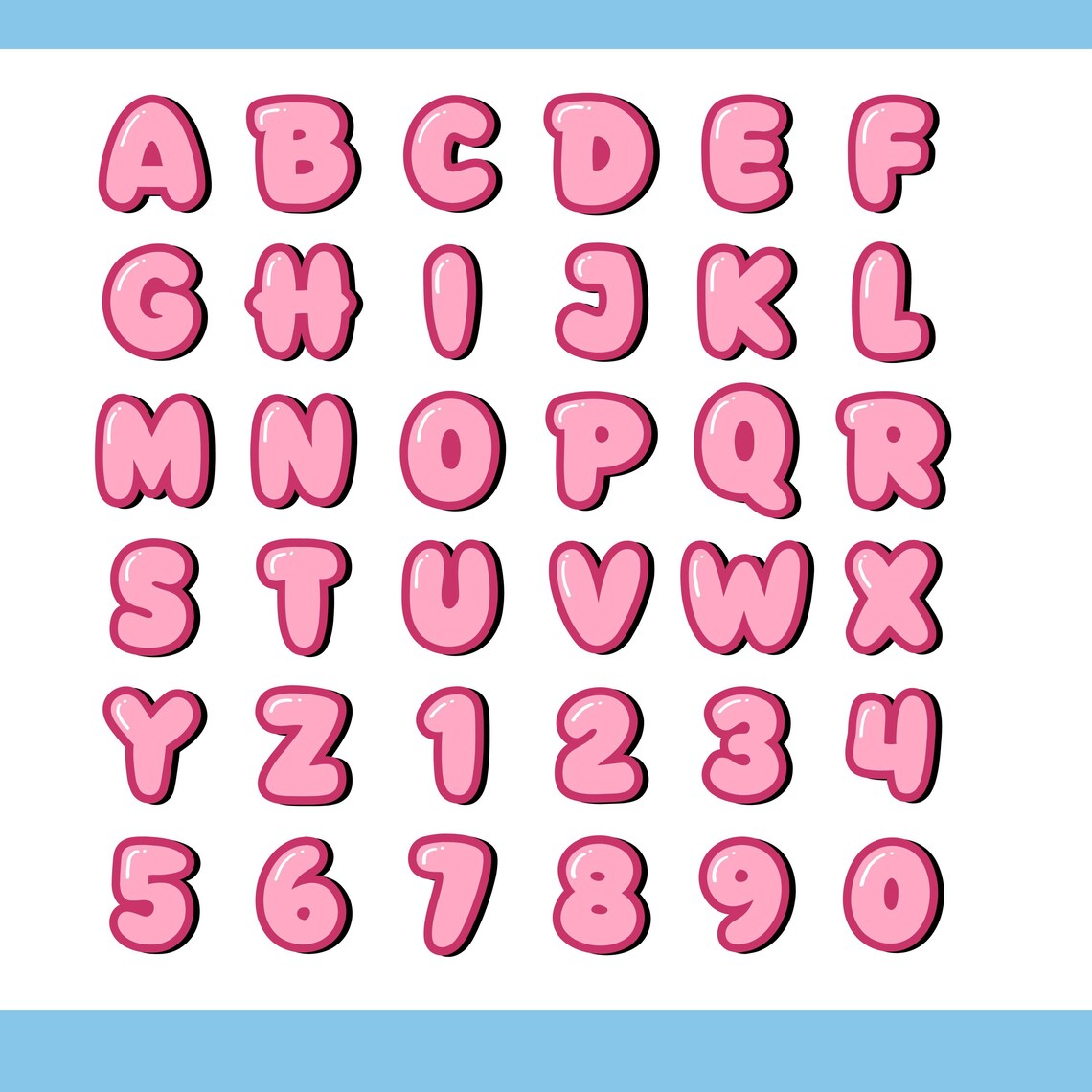 Kawaii Pastel Bubble Letters: Cartoon Alphabet Clipart Bundle (PNG, AI ...