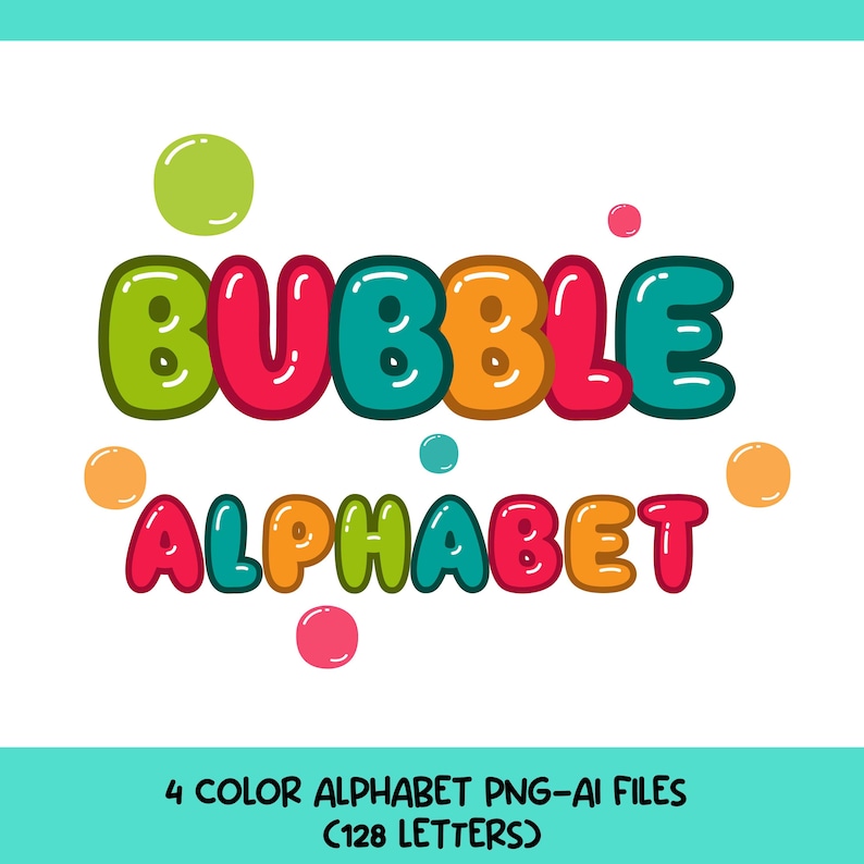 Rainbow Bubble Alphabet Clipart: SVG, PNG, AI Files (digital Download ...