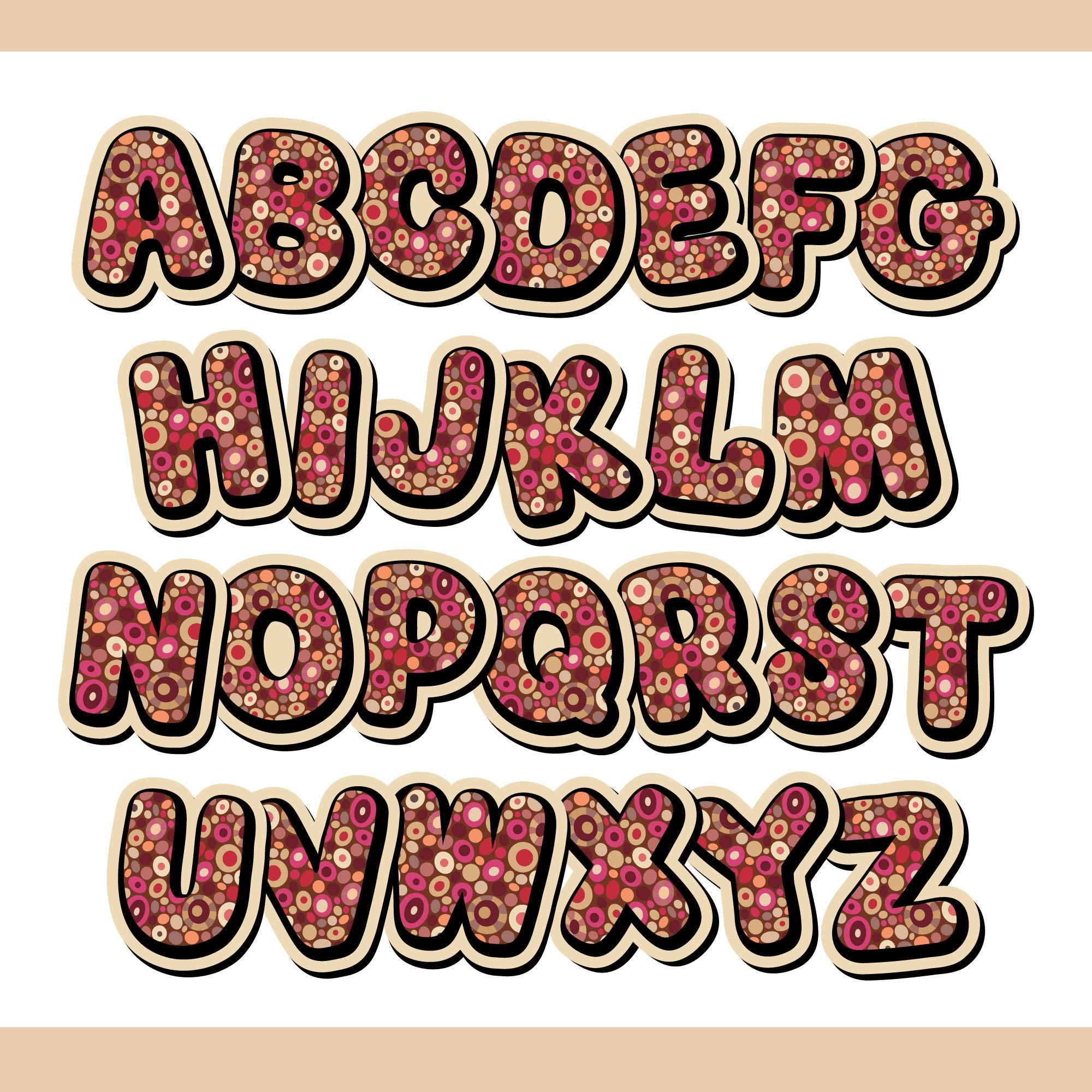 Boho Alphabet Clipart: Retro Doodle Font, SVG PNG Letters (digital ...