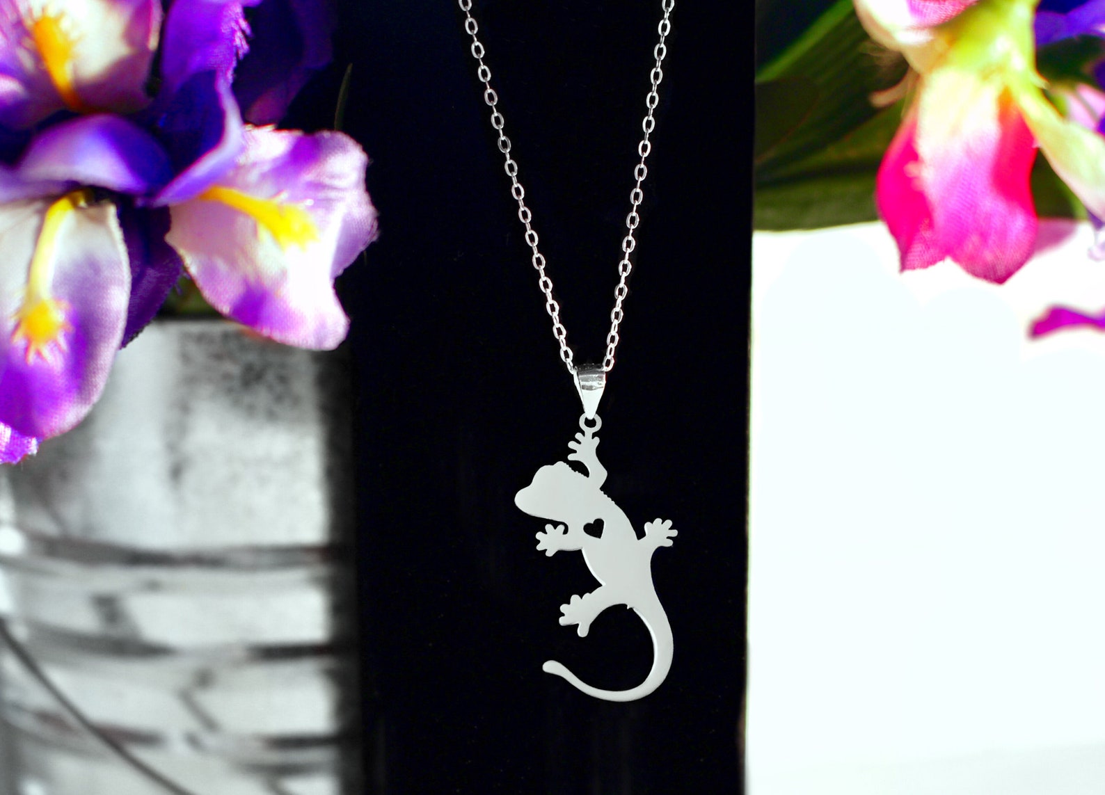 Crested Gecko Necklace Stainless Steel Crested Gecko | Etsy