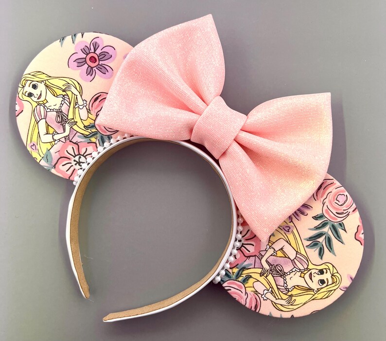 Floral Princess Rapunzel/tangled Mouse Ears - Custom Bow! - Etsy