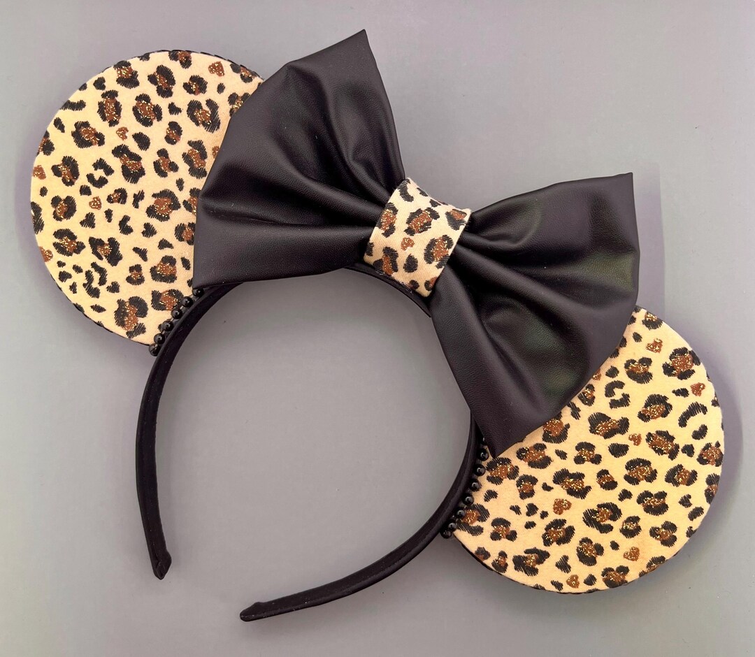 Leopard/cheetah/animal/safari Print Mouse Ears - Custom Bow - Etsy