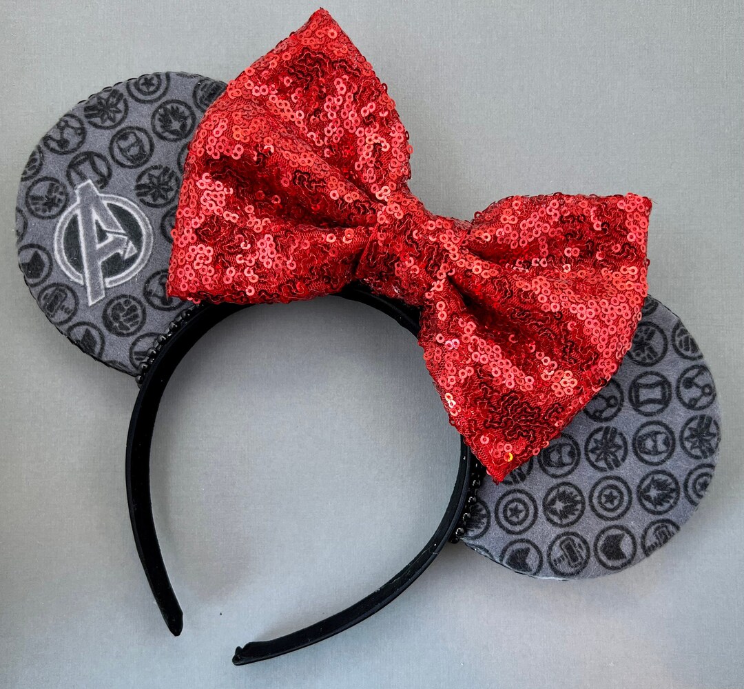 Avengers Pattern Gray Mouse Ears Custom Bow - Etsy
