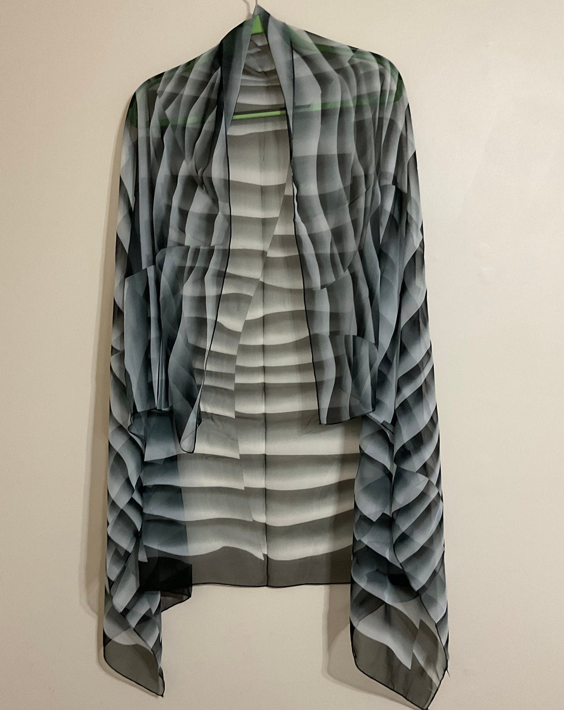 Silk Feel Abstract Black and White Design Wrap, Shawl, Huge Scarf, 60 ...