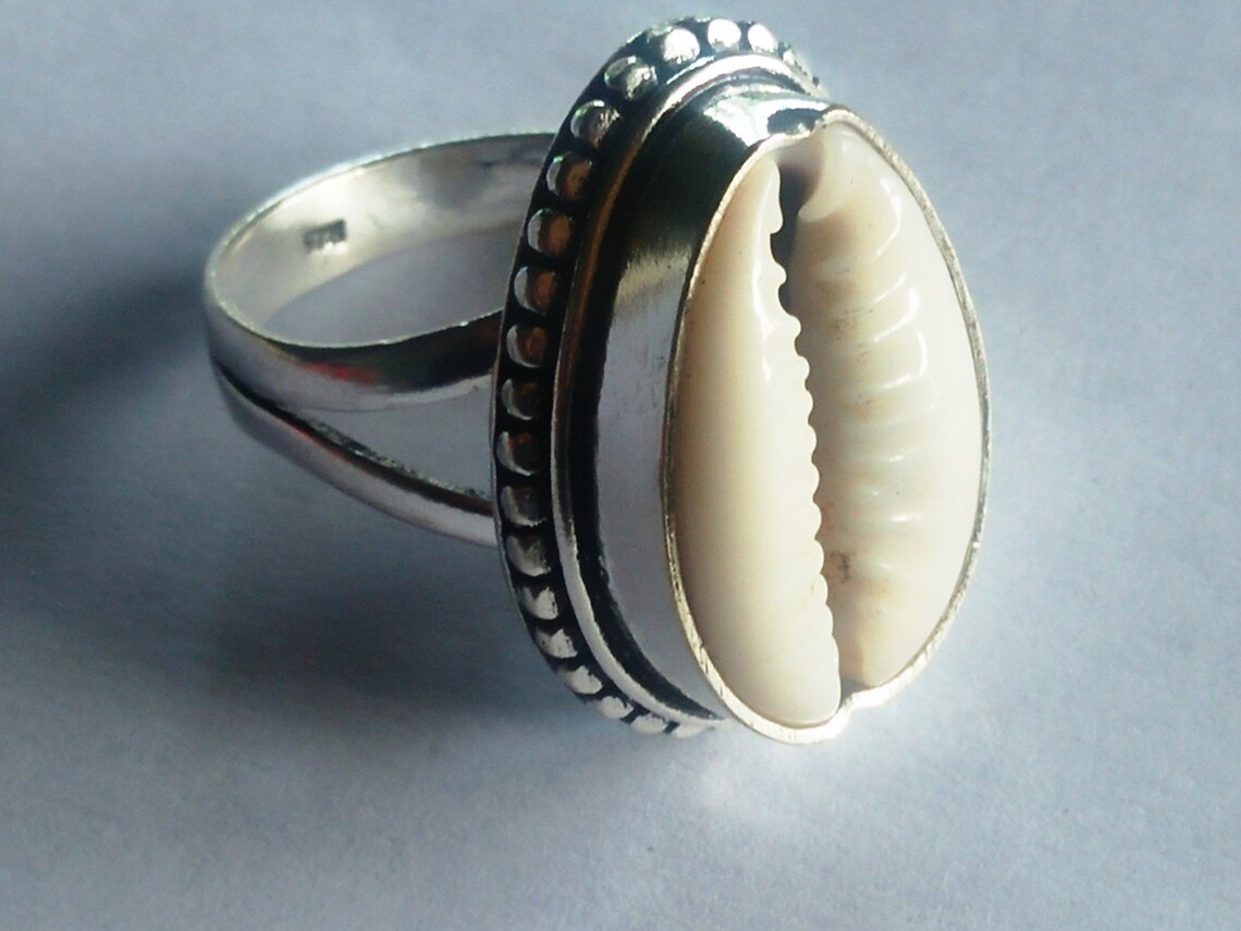 Natural Cowrie Ring Cowrie Jewelry Cowrie Shell Ring 925 - Etsy