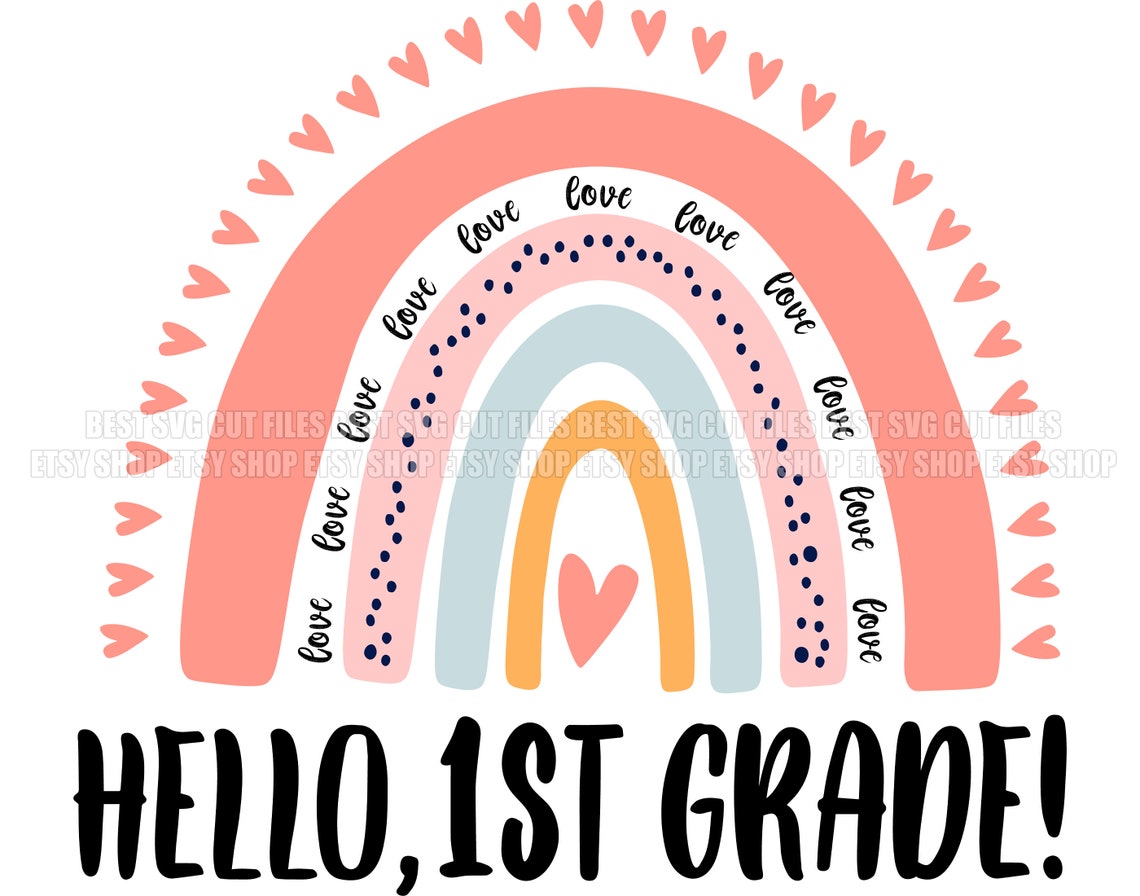 Hello First Grade Rainbow SVG 1st Grade Svg Back to School - Etsy