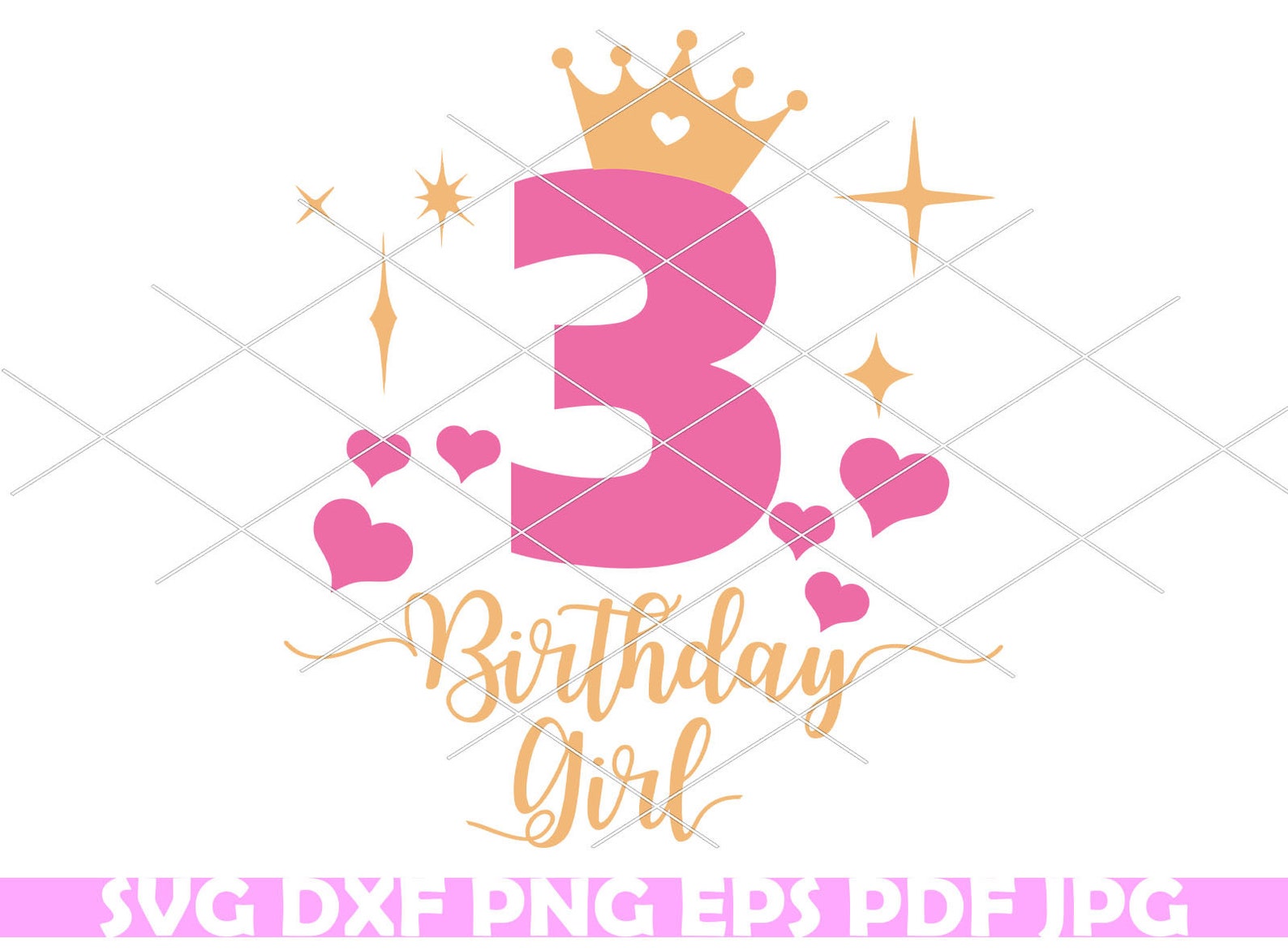 Three Birthday Svg, Birthday Svg, 3th Birthday Svg, Birthday Girl Svg ...