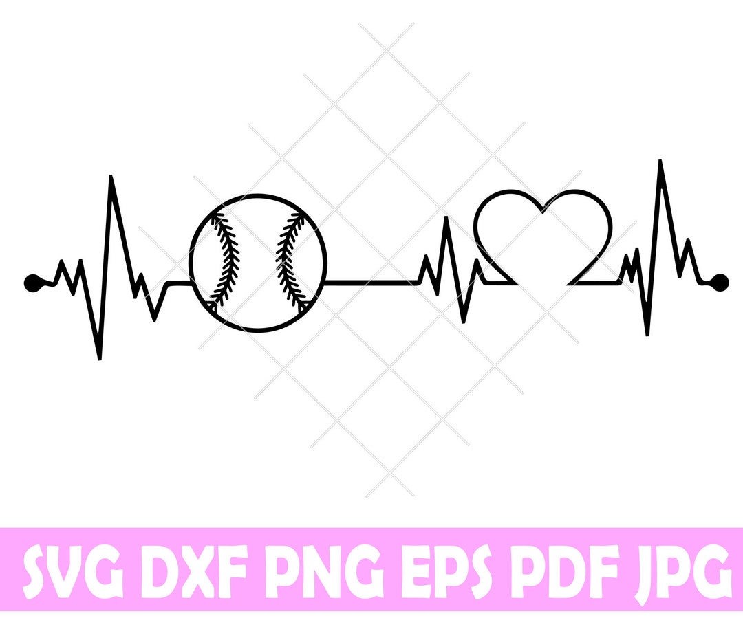 Baseball Heartbeat Svg, Baseball Svg, Baseball Ball Svg, Heartbeat Svg ...