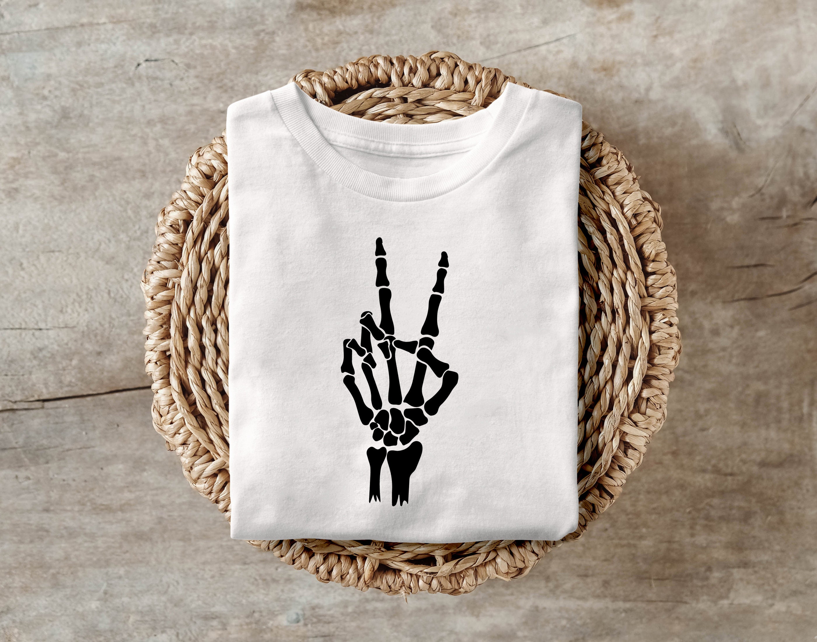 Skeleton Hand Peace Sign SVG, Bones Tattoo Decal T-shirt Sticker Art ...