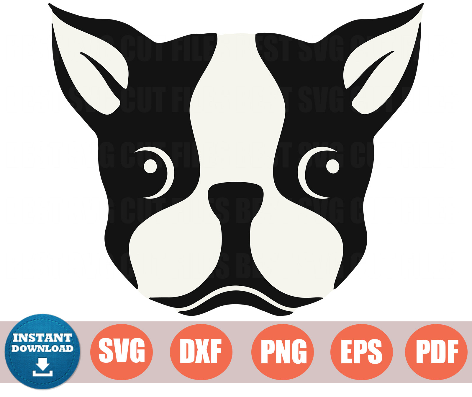 Boston Terrier Dog Graphics SVG Dxf EPS Png Cdr Ai Pdf Vector - Etsy