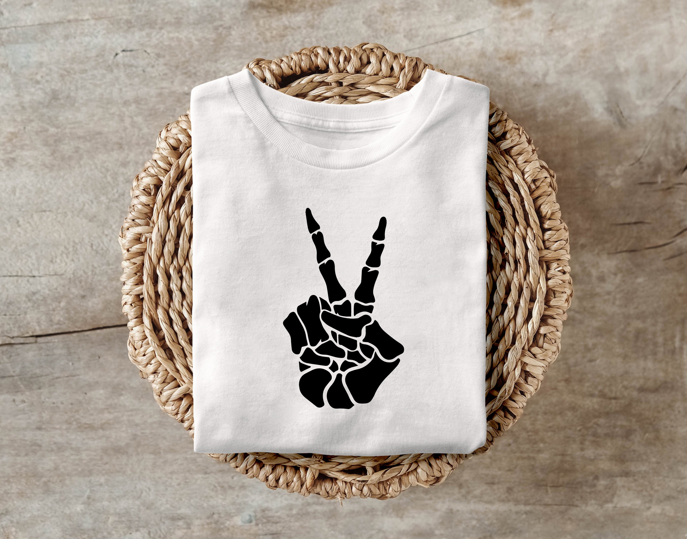 Skeleton Hand Peace Sign SVG, Bones Tattoo Decal T-shirt Sticker Art ...