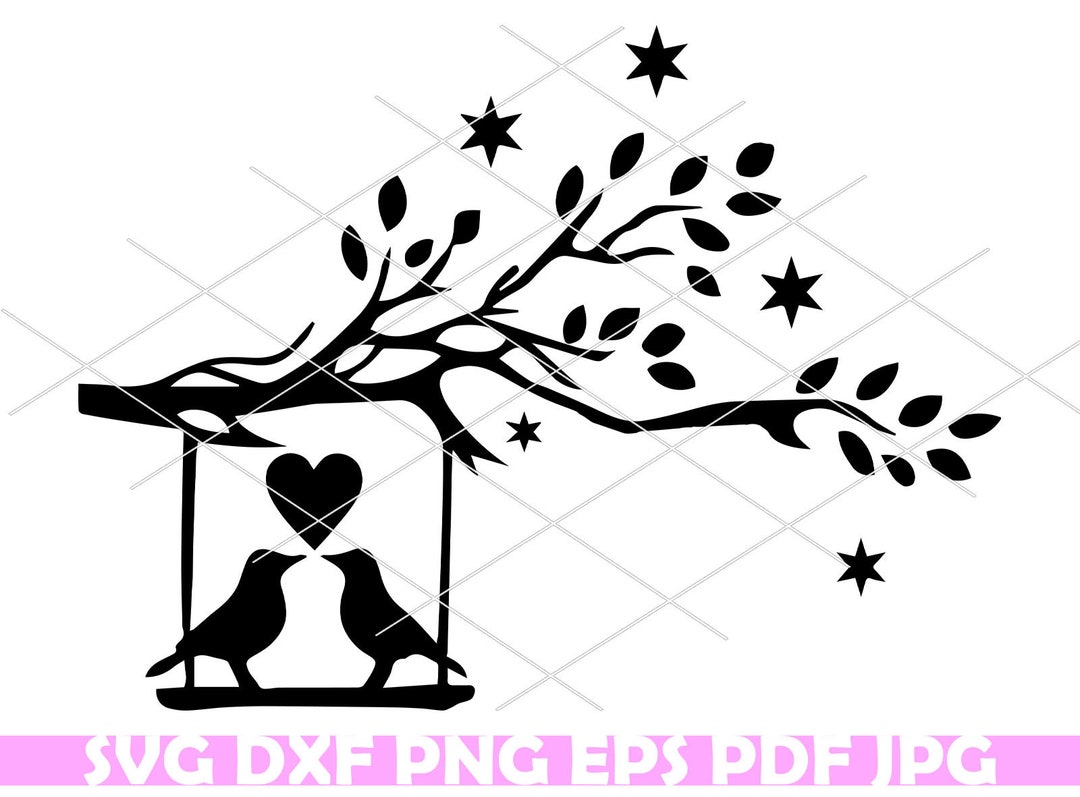 Tree Branches With Birds Silhouette SVG, Bird Svg, Home Decor, Wall ...