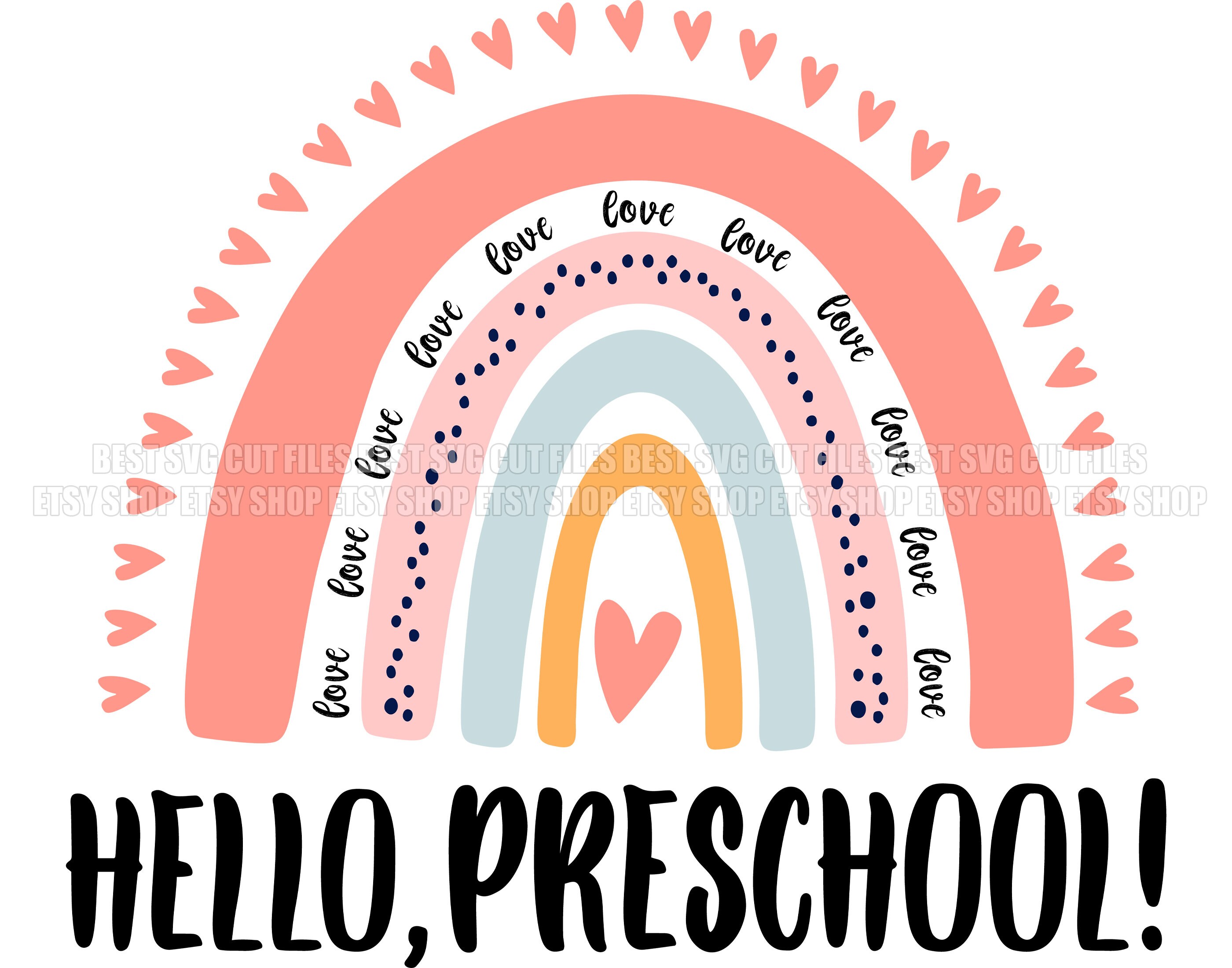 Hola preescolar arco iris SVG preescolar svg regreso a la escuela SVG ...