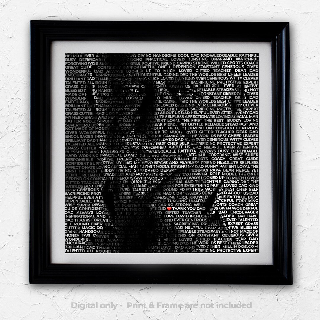 Custom Word Art Portrait From Photo Personalized Gift for Birthday ...