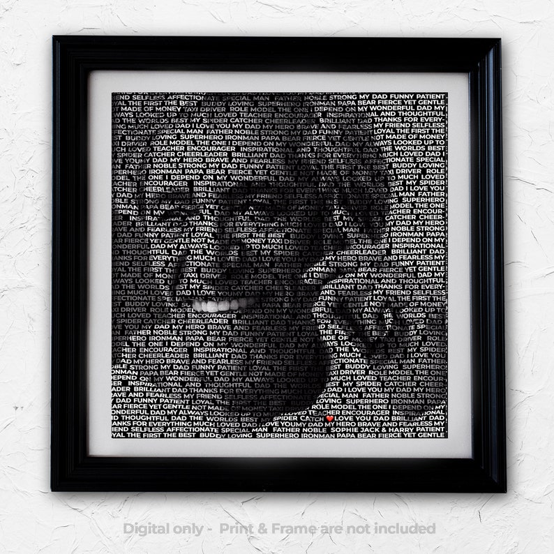 Custom Word Art Portrait From Photo Personalized Gift for Birthday ...