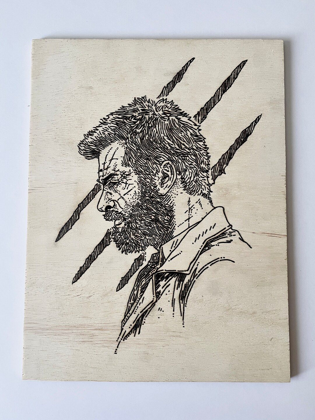 Logan the Wolverine Wood Burning | Wood Burning Art | Painting | Fan ...