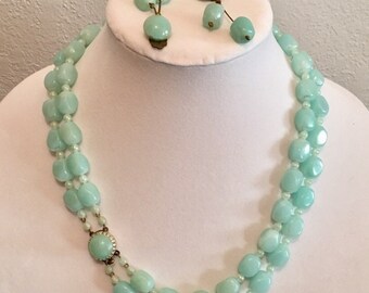 Vintage Jewelry Set, W Germany Necklace & Earrings, Antique Jewelry, Hand Painted Enamel Jewelry ...