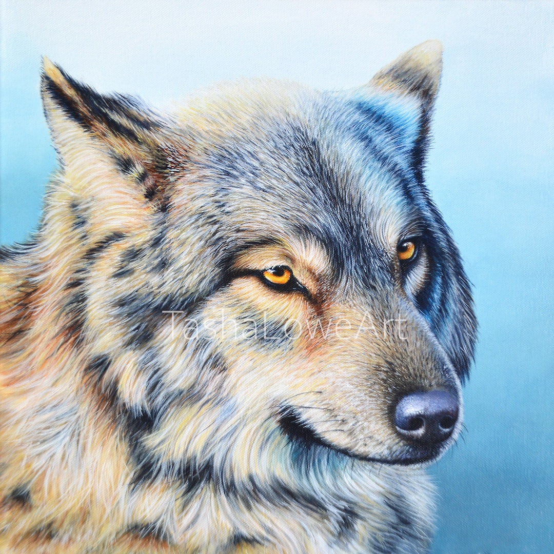 Wolf Portrait Print | 8”x8” | 11”x11” | Original Artwork by Tasha Lowe ...