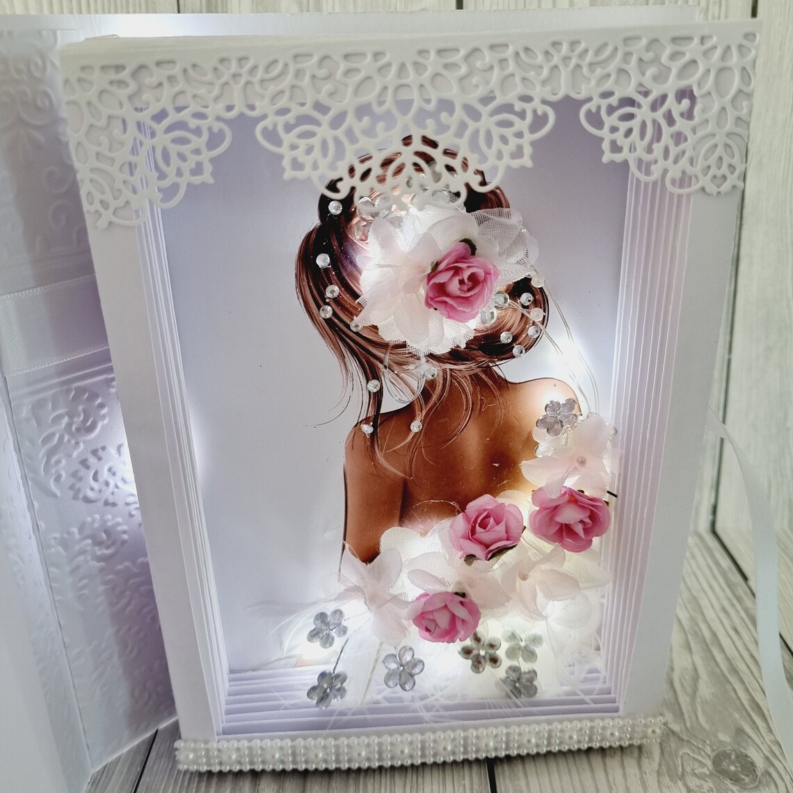 Light up Birthday Box Card Light up Shadow Box Card 3d | Etsy