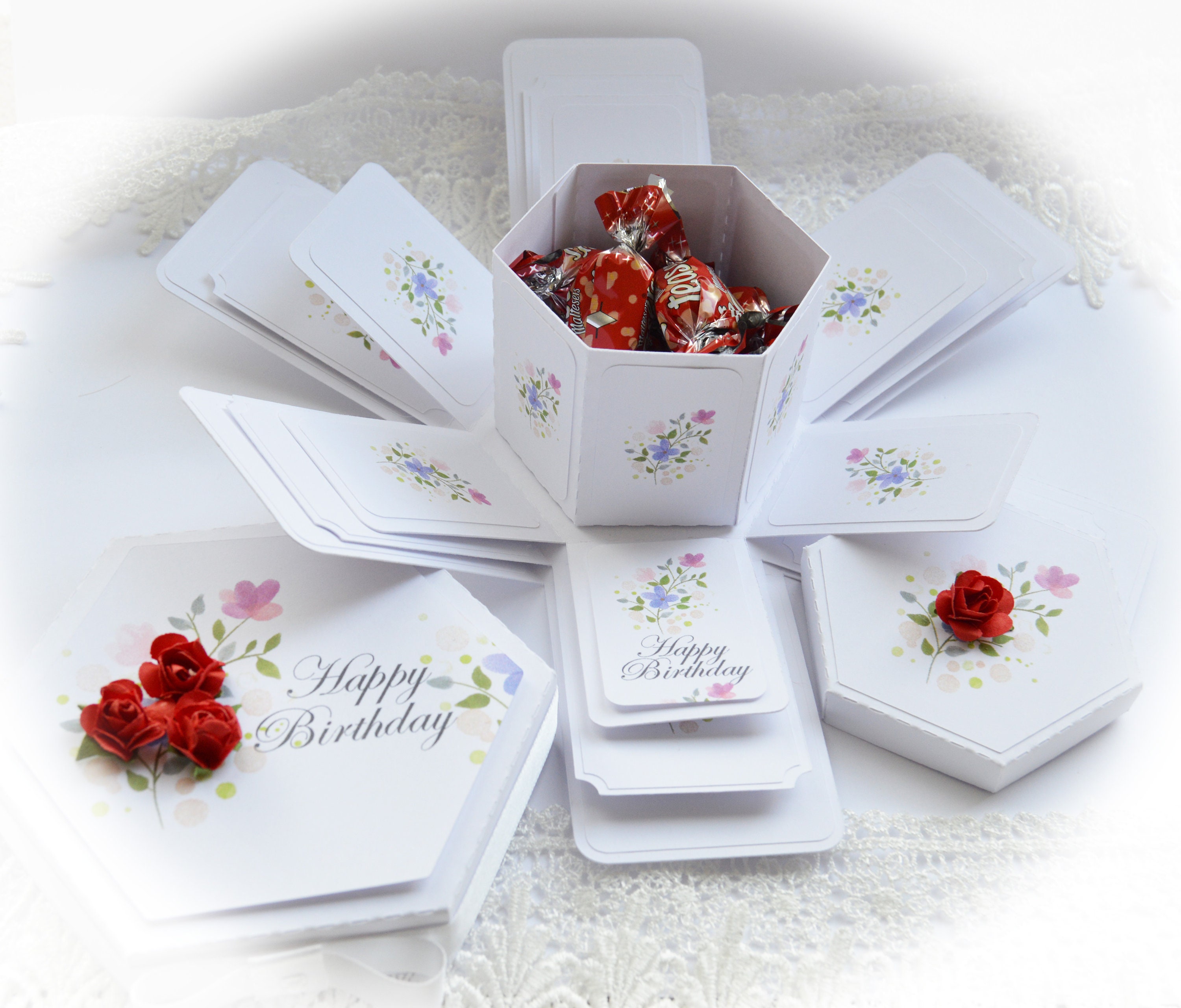 Hexagon Explosion Box Handmade Birthday Wedding Anniversary | Etsy UK