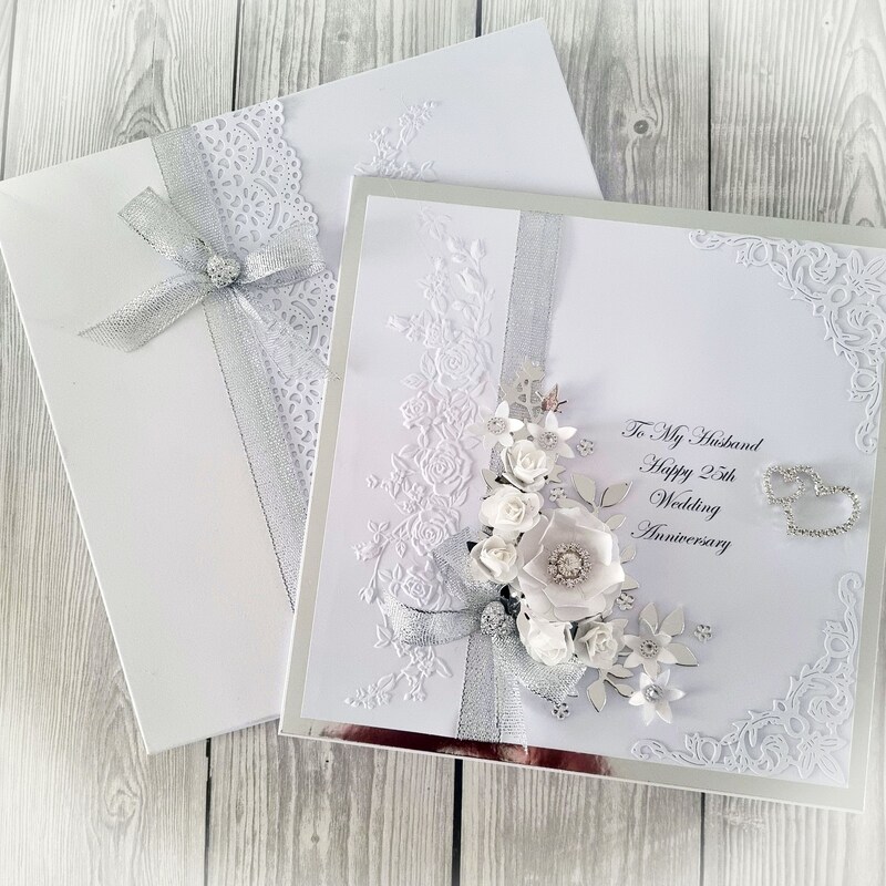 Silver Wedding Cards - Etsy UK