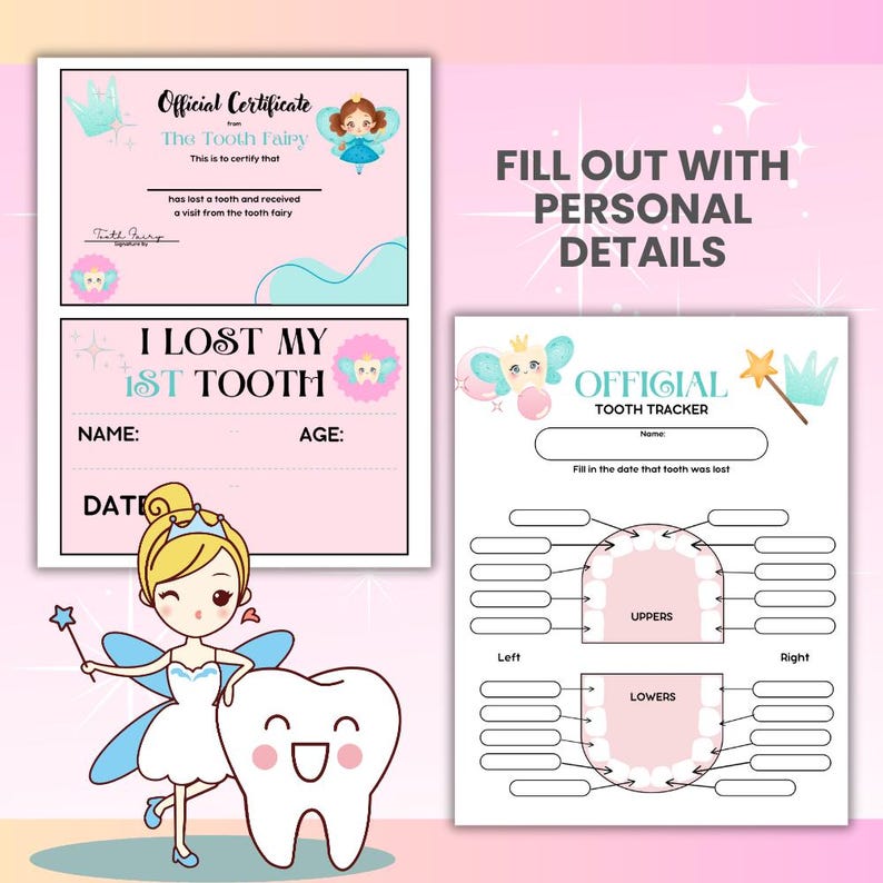 Printable Tooth Fairy Kit for Girls. Includes Coloring Pages. - Etsy