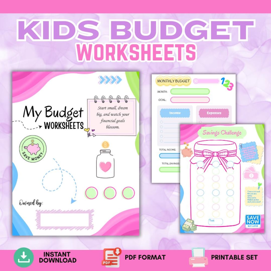 Kids Budget Worksheets, 4 Pages, for Personal Use - Etsy