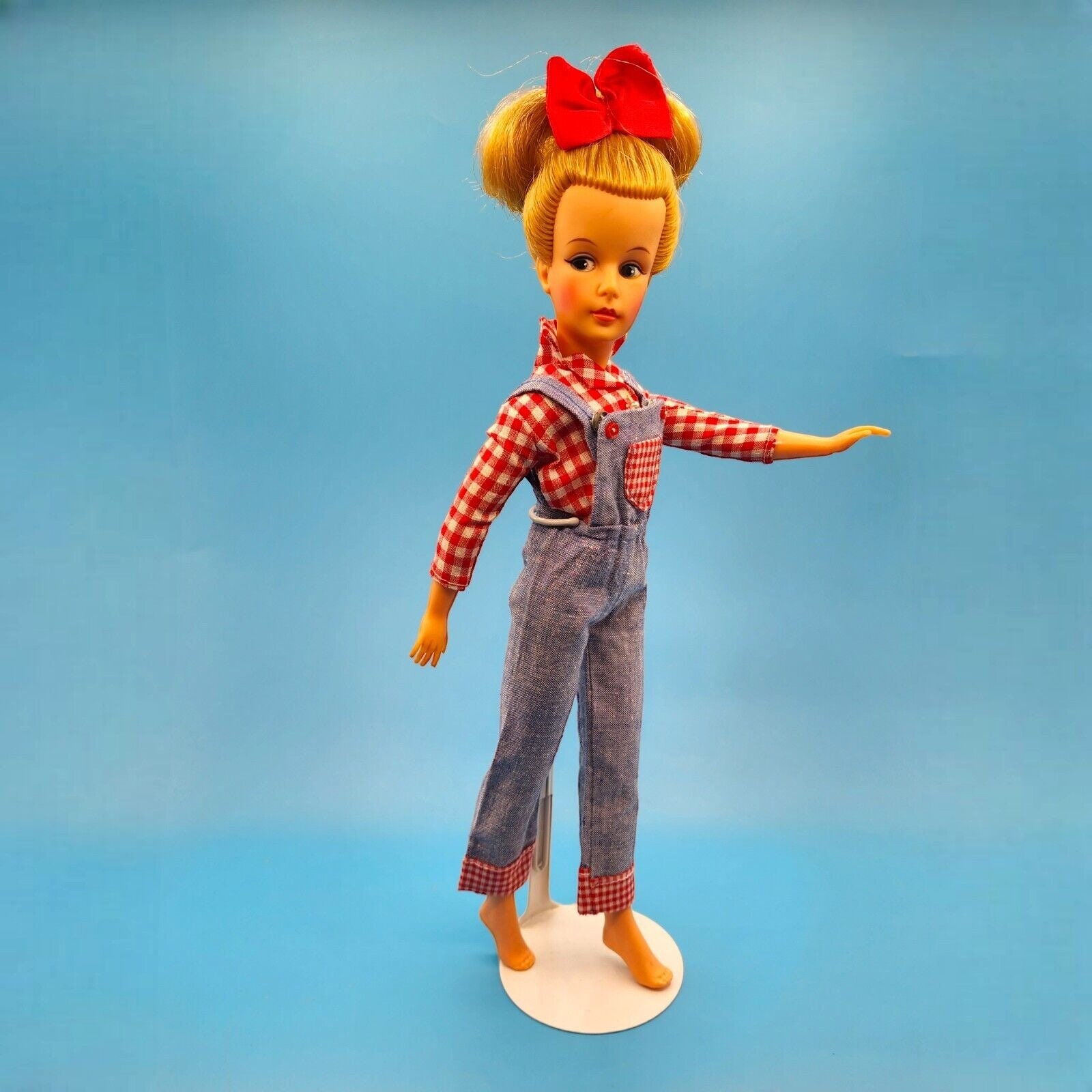 Vintage 1960s Ideal Tammy's Mom Doll Blonde W-13-L Red Gingham Overall ...
