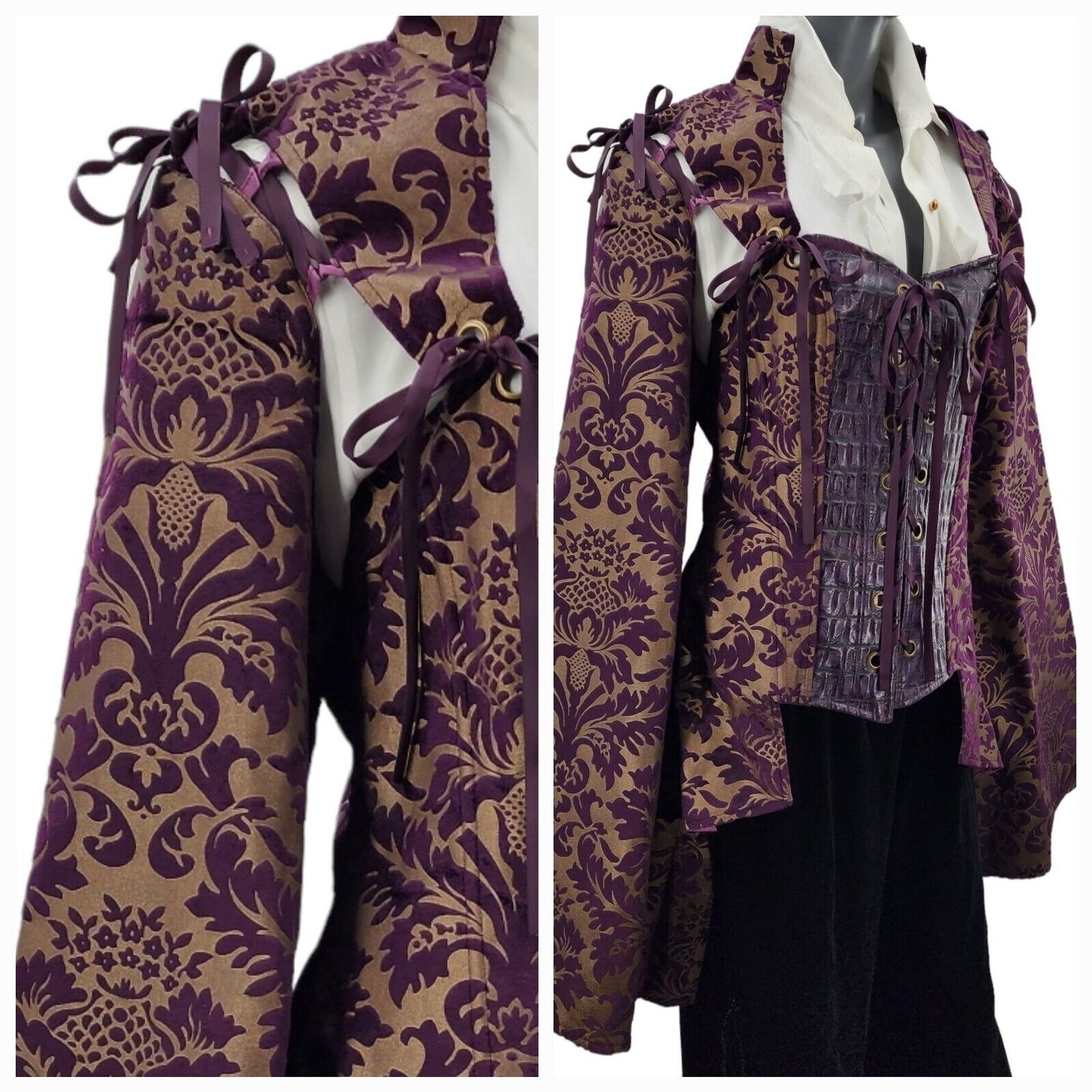 Von Lancelot Corset Velvet Faux Dragon Scale Jacket Laceup Size 16 ...