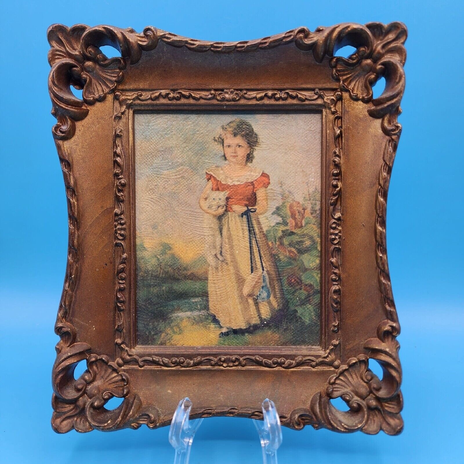 Vintage Jane Freeman Chums Girl and Kitten Framed Print Made in USA ...