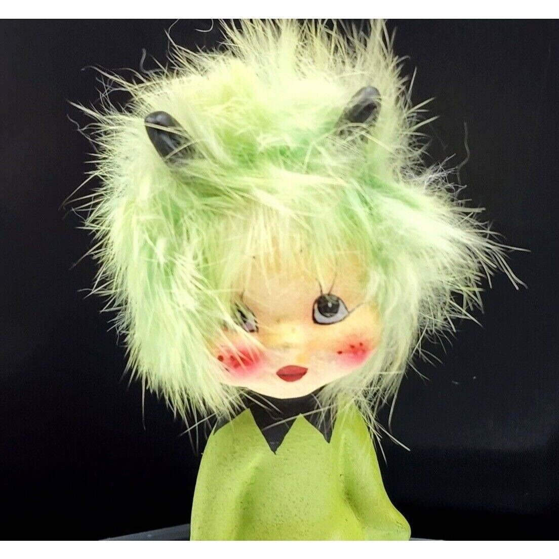 Moon Girl Alien Figurine Green Furry Hair Martian Pixie 1960s Norleans ...