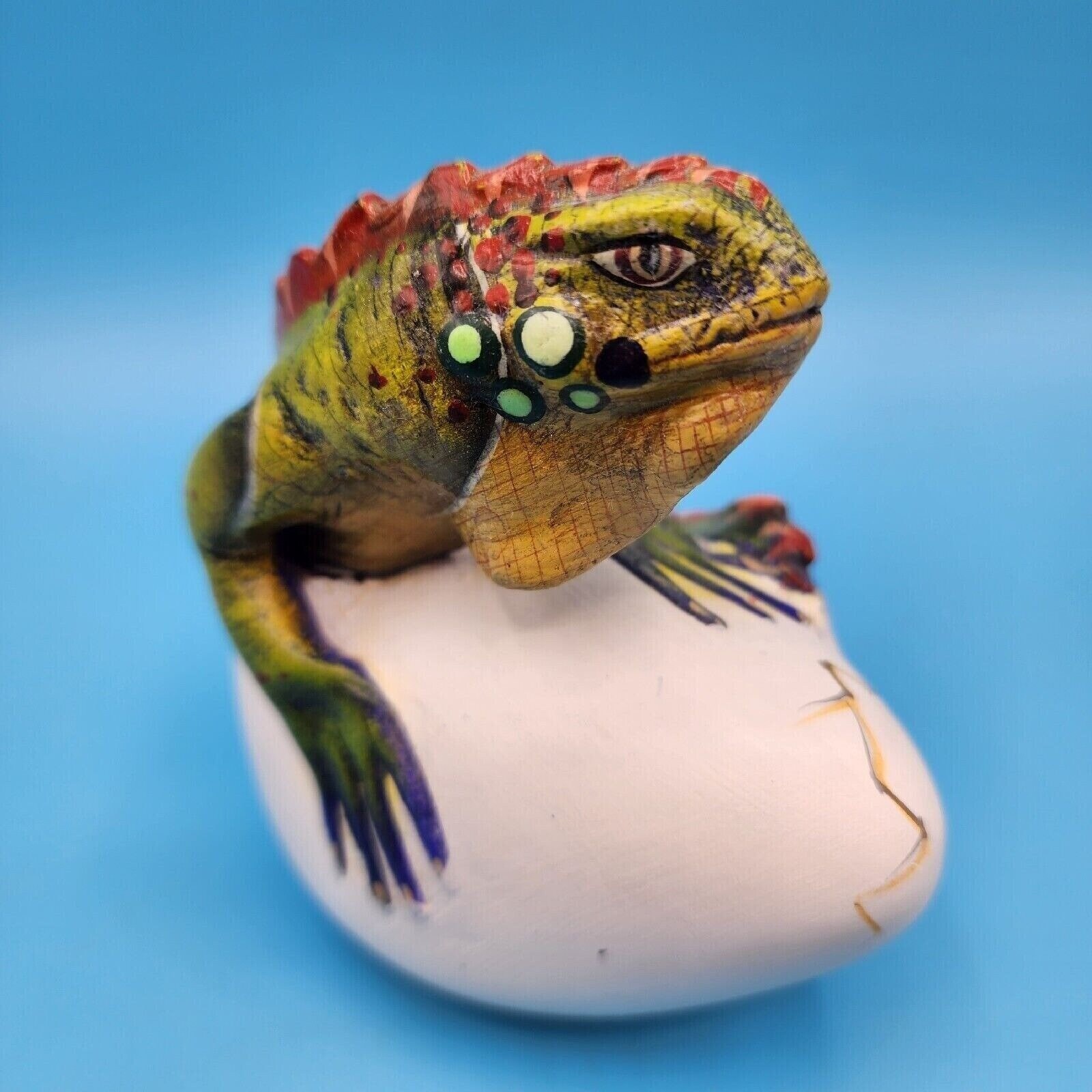 Iguana Hatching From Egg Pottery Sculpture Artist Signed Macias ...