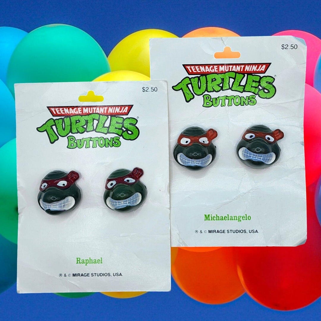 Teenage Mutant Ninja Turtles 4 Buttons Raph and Mikey TMNT 1990s ...
