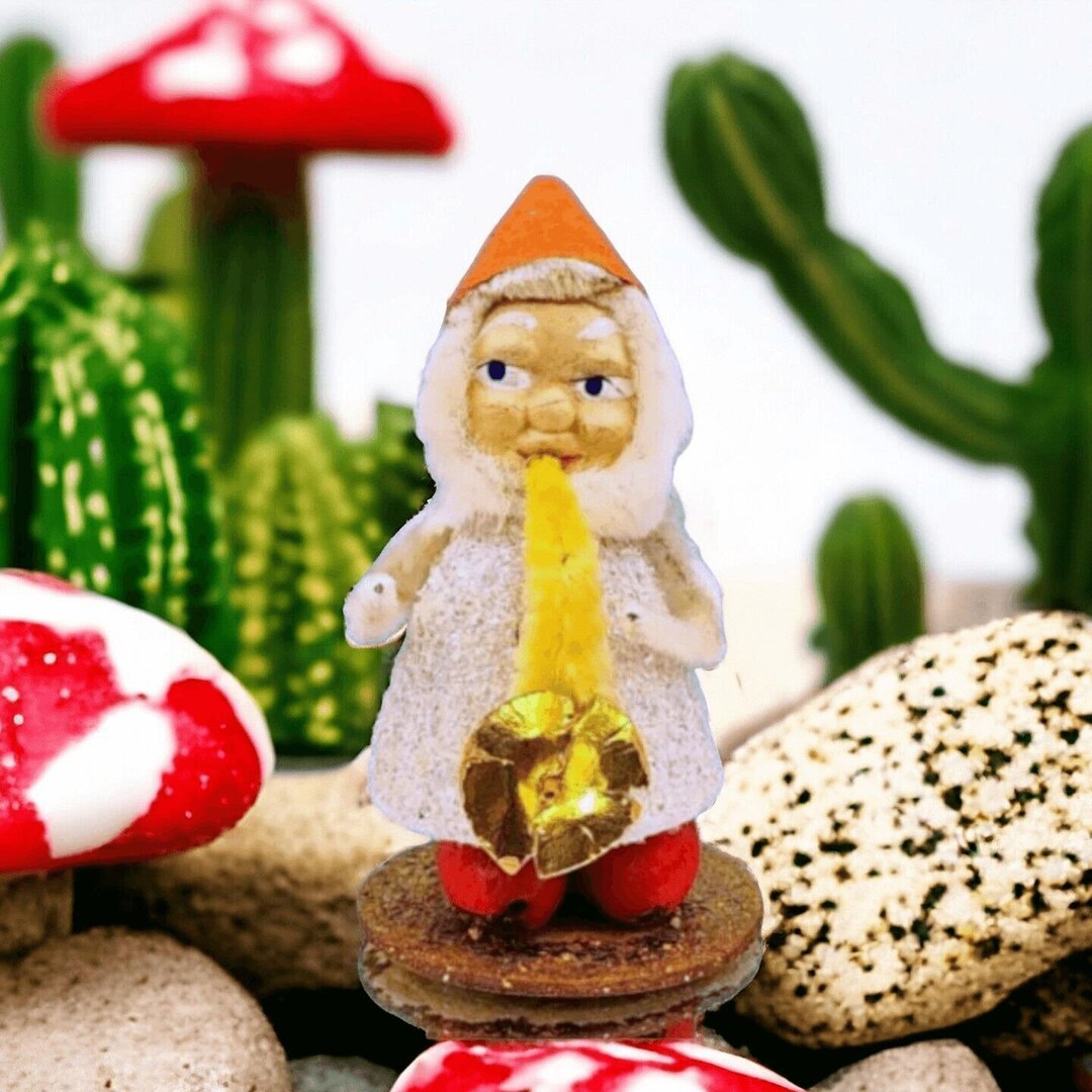 Putz Elf Ornament Mica Chenille Foil Sax Cardboard Japan 1950s ...