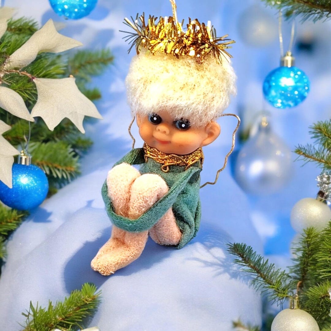 Vintage Napco Pixie Angel Knee Hugger Ornament Tulle Wings Japan 1950s ...