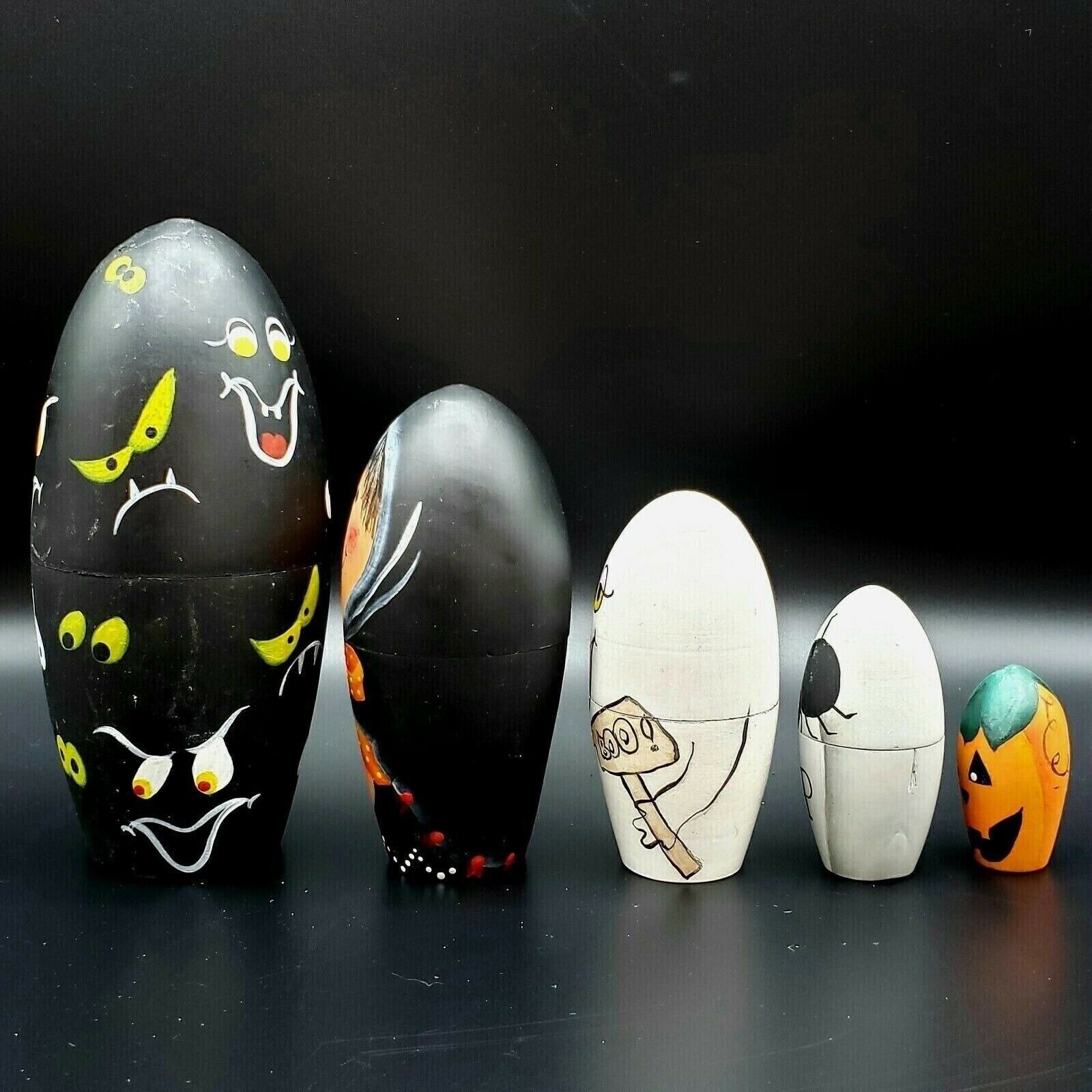 Halloween Nesting Dolls Creepy Eyes Kitchen Witch Ghost Tombstone ...