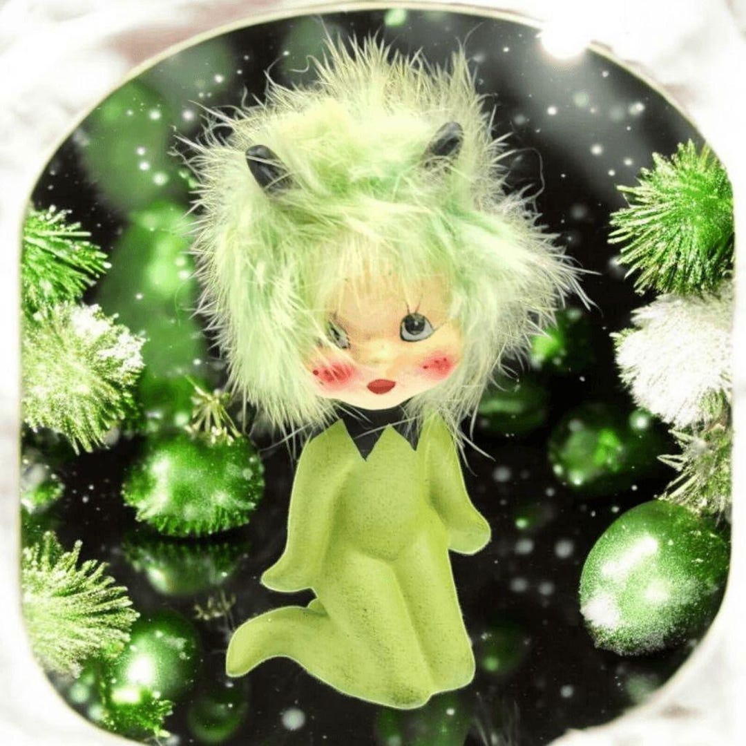 Moon Girl Alien Figurine Green Fur Hair Pixie 60s Norleans Japan ...