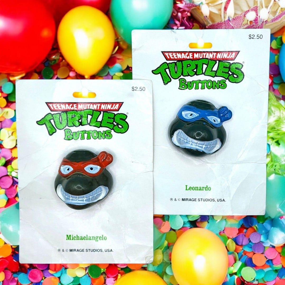 Teenage Mutant Ninja Turtles Jumbo Buttons Leo Mikey TMNT 1990s Vintage ...