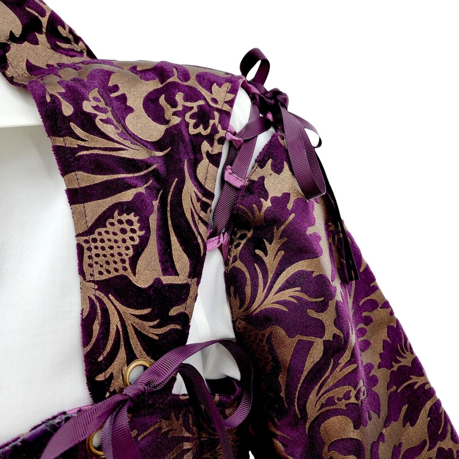 Von Lancelot Corset Velvet Faux Dragon Scale Jacket Laceup Size 16 ...