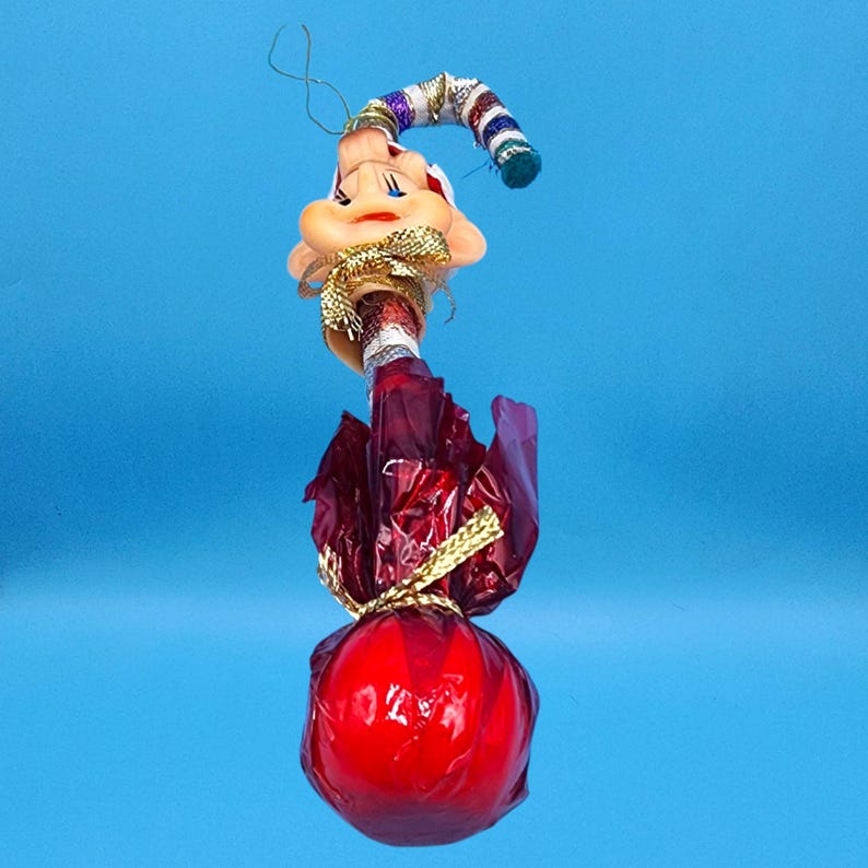 Vintage 1950s Elf Pixie Lollipop Ornament • Japan Rubber Head • Candy ...