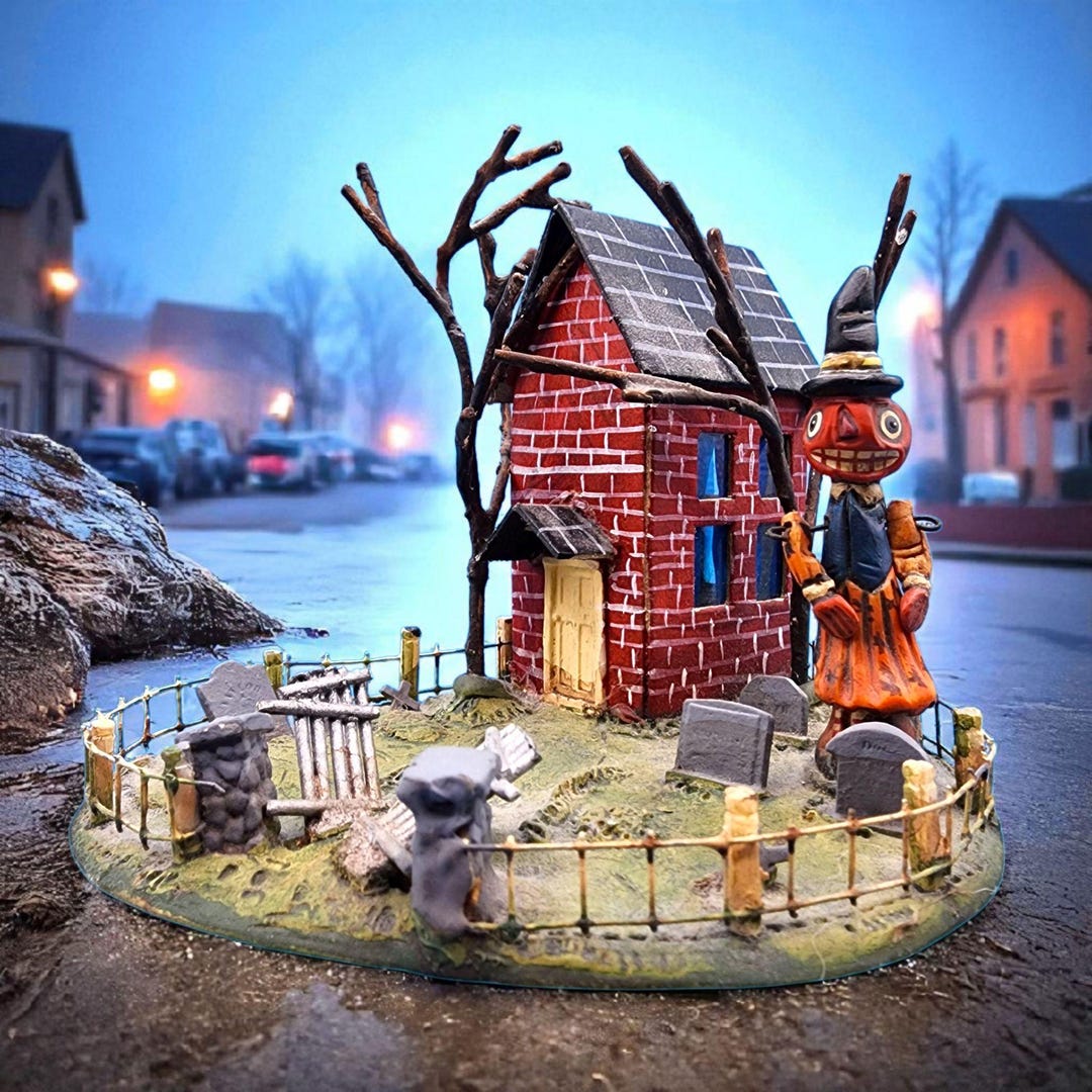 Poliwoggs Miniature Haunted Witch Cemetery House • 1990s Halloween ...