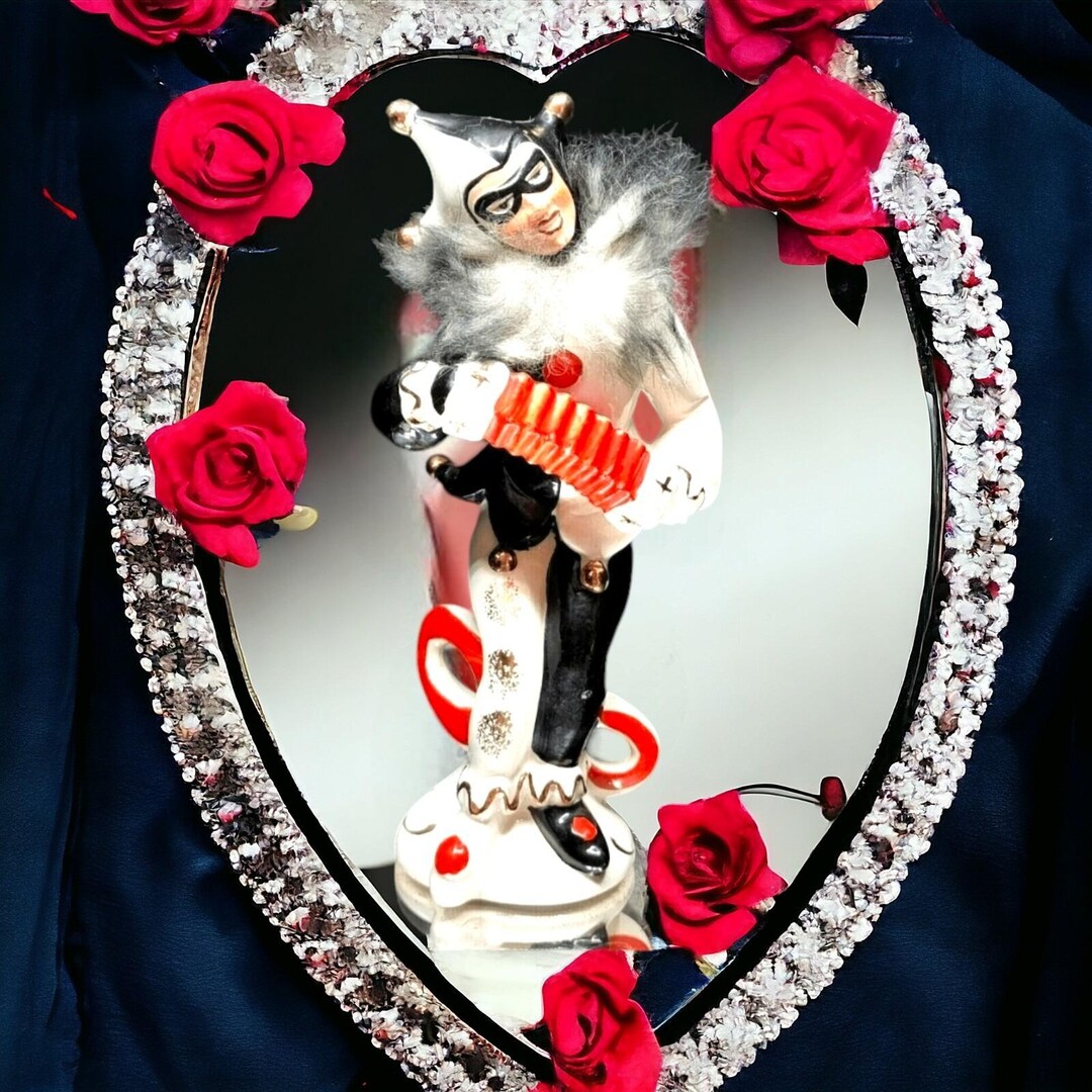 Harlequin Jester Ballerina Figurine Sonsco Fur Collar Japan Black 50s ...