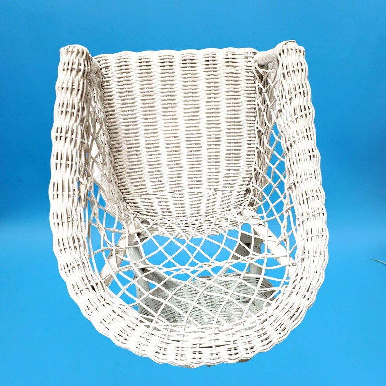 Vintage White Wicker Doll Chair • Miniature Rattan Furniture ...
