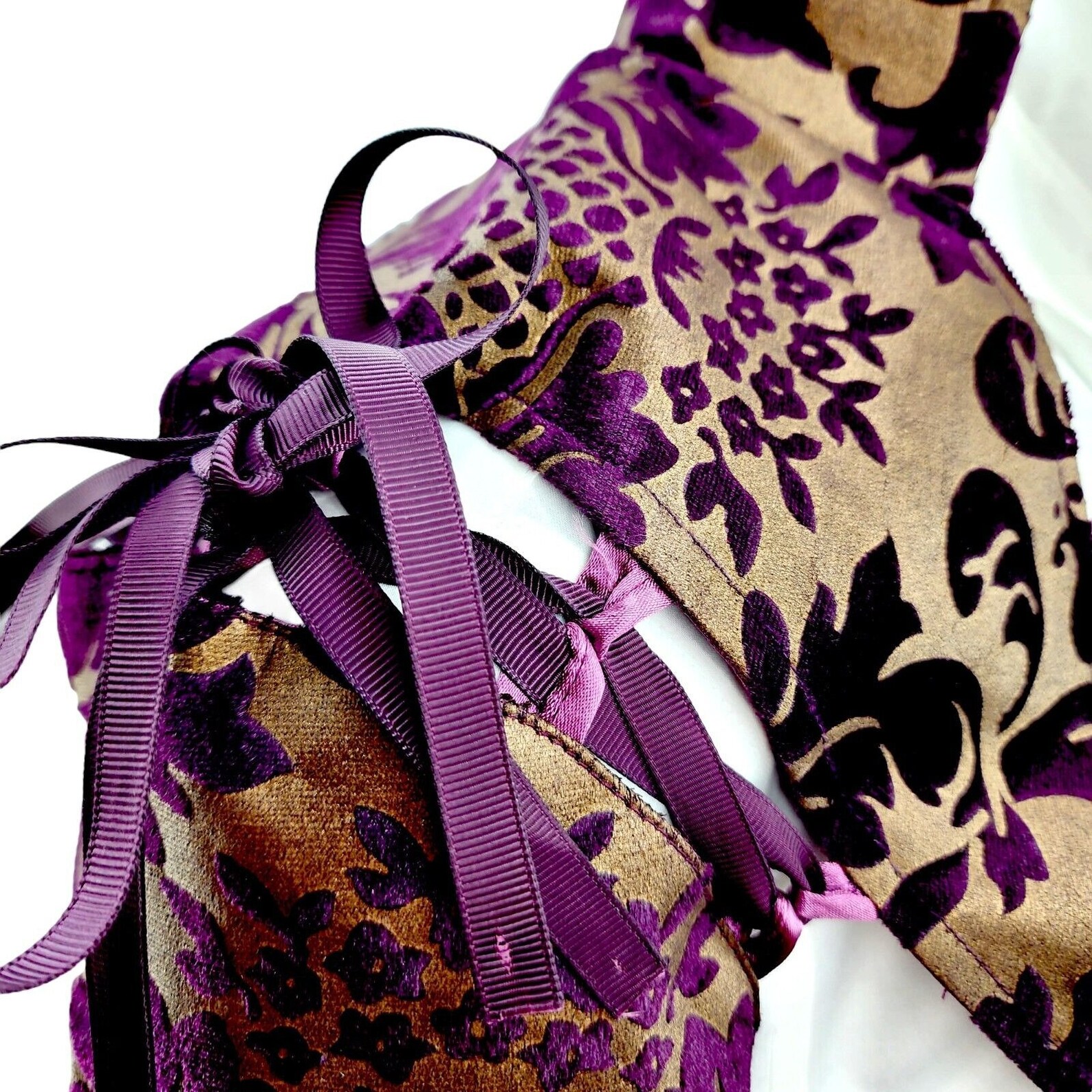 Von Lancelot Corset Velvet Faux Dragon Scale Jacket Laceup Size 16 ...